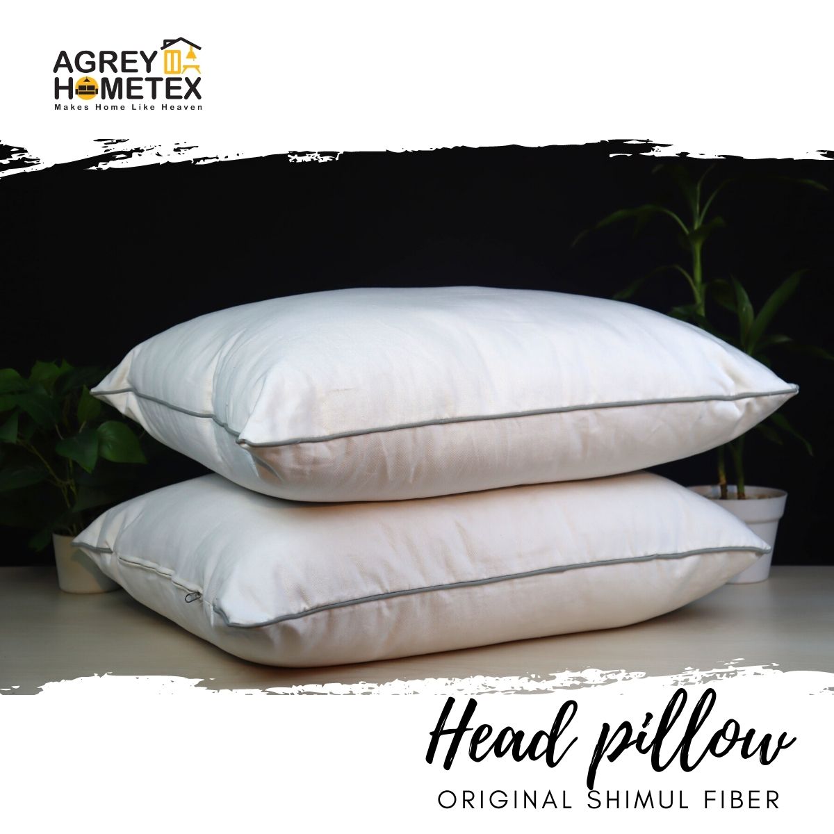 Original Shimul Fiber Head Pillow, Cotton Fabric, White, (16"x22 ...