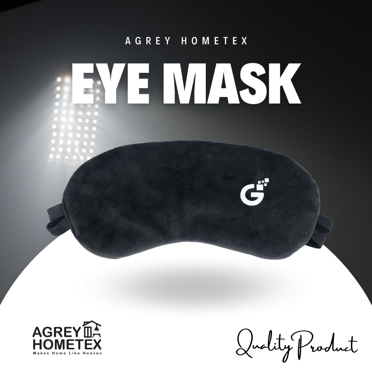 Eye Mask / Sleeping Mask, Black - Agrey Hometex & Handicraft